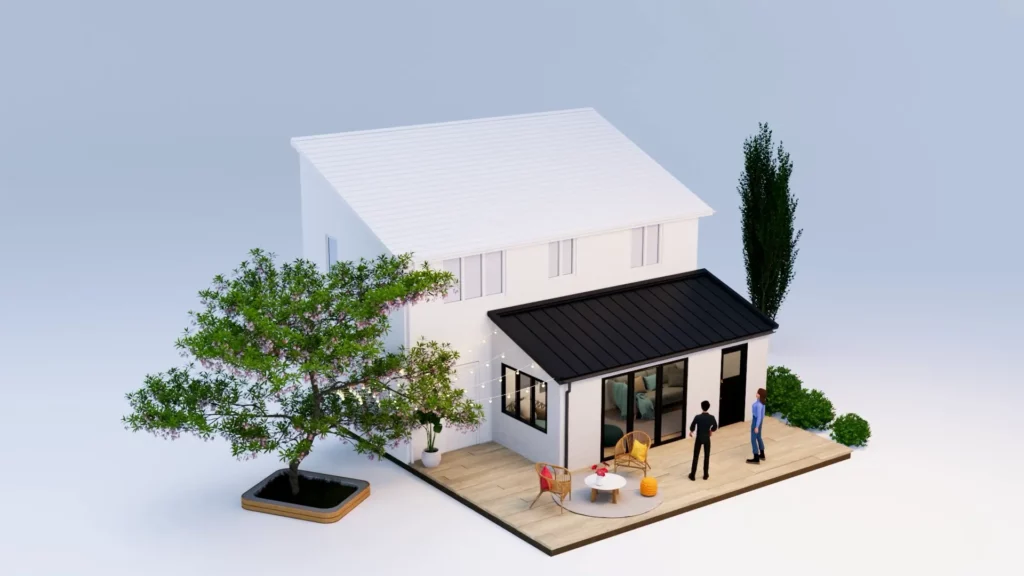 3D animation video Phasing of a house extension project